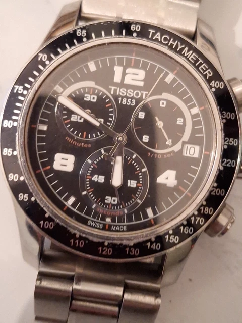 TISSOT V8 CHRONOGRAPH Watch Quartz Men's Black Dial Swiss Made Round ...