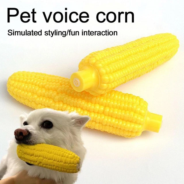 LATEX YELLOW PET Corn Shape Sounding Teeth Cleaning Protection Chewing ...