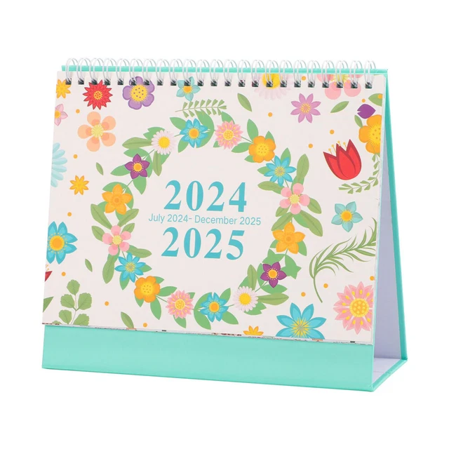 DESK CALENDAR FLORAL Calendar July 2024-December 2025, Standing Flip ...