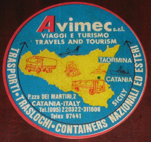 ADESIVI ANNI ' 80 " AVIMEC VIAGGI E TURISMO " EUR 4,00 - PicClick FR