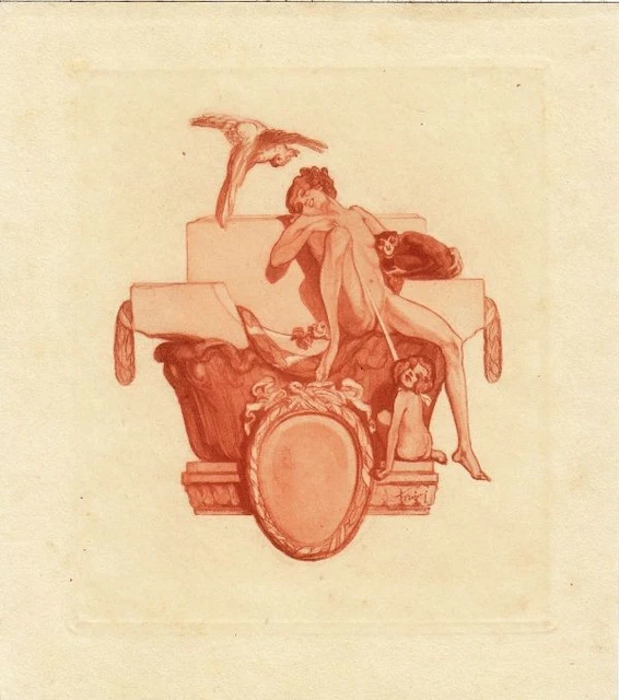 EXLIBRIS BOOKPLATE HELIOGRAVURE Franz Von Bayros 1866-1924 Femme Acte Singe Acte EUR 103,78 ...
