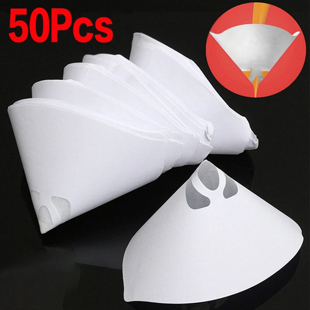 50X DISPOSABLE FUNNEL Paper Filter Paint Filter Purifying Straining ...