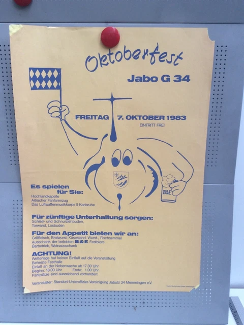 ORIGINAL AUSSTELLUNGSPLAKAT POSTER Oktoberfest Jabo G34 Memmingen 1983 ...