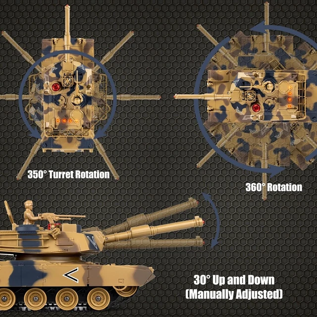 1/24 RC TANK, Remote Control Battle USA M1A2 Army Model Tank with Sound ...