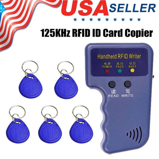 HANDHELD RFID ID Card Copier Key Reader Writer Duplicator 125KHz+5PCS ...