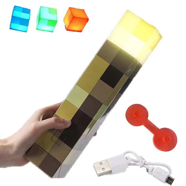 MINECRAFT GAME TORCH Lamp Led Night Light Home Decors USB Rechargeable ...