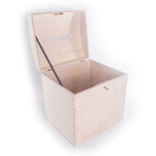 LARGE LOCKABLE WOODEN Treasure Chest Post Box With Slot / Wishing Well ...