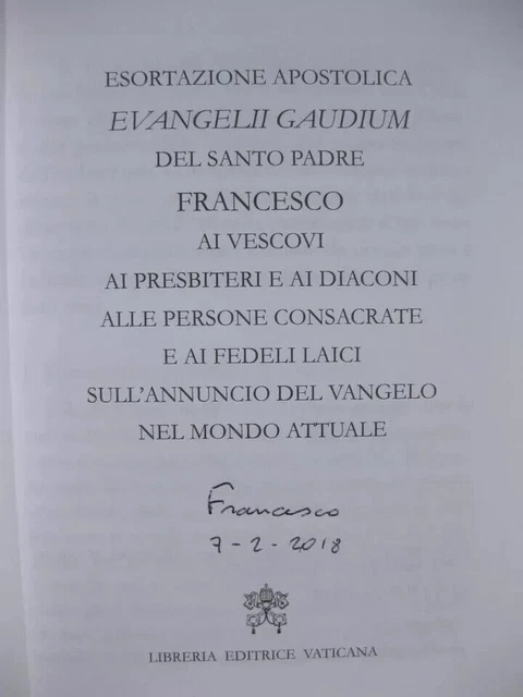 AUTOGRAPHE DU PAPE François / livre signé - EVANGELII GAUDIUM EUR 599 ...