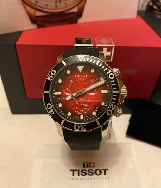 TISSOT SEASTAR1000 CHRONO Quartz Red Gradient Dial Men's Watch T120.417 ...