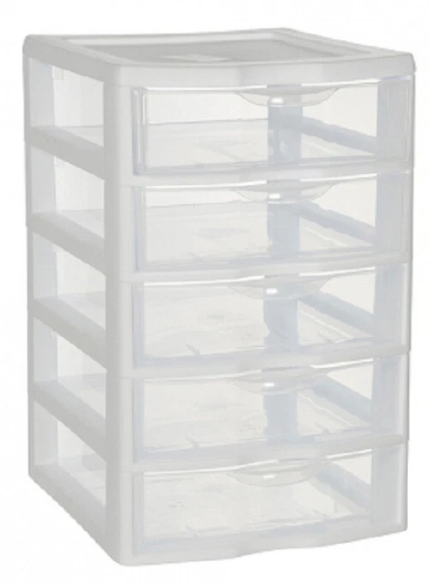 STERILITE CLEARVIEW SMALL 5-DRAWER UNIT 21.6x18.4x28.3cm Built-In ...