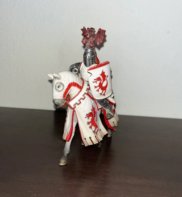 SCHLEICH MEDIEVAL KNIGHT With Horse Red Dragon Crest Fantasy Lot Toys ...