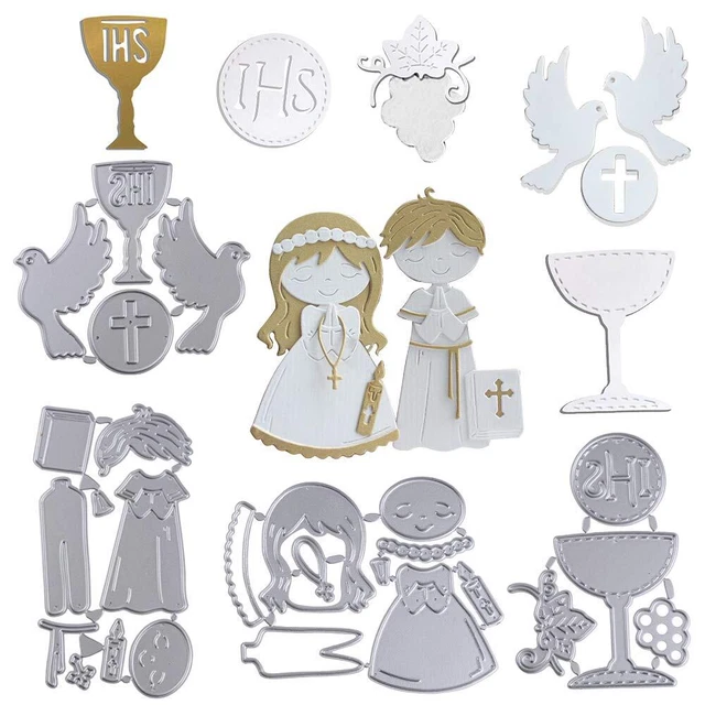 MEJOSER 4 SETS Matrices de Découpe Scrapbooking Baptême Cutting Dies ...