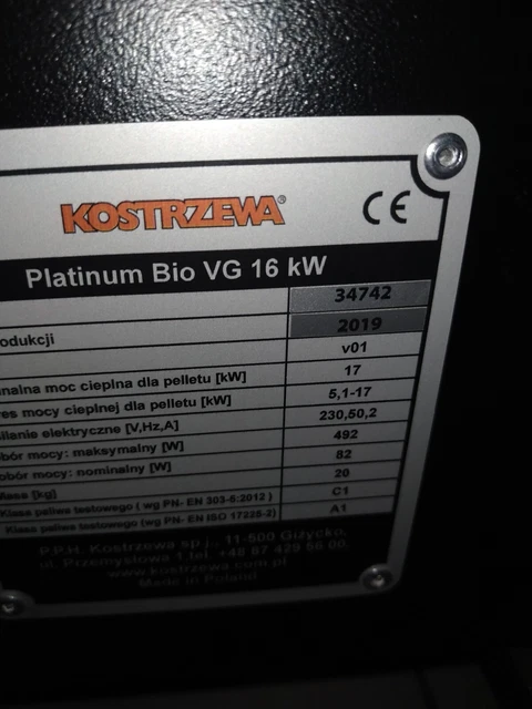 PELLETBRENNER KOSTRZEWA PLATINUM Bio VG 17 Pelletheizung Pelletkessel ...