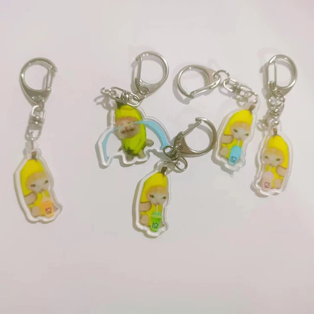 2023 CRYING BANANA Cat Keychain Car Key Ring Kawaii Student Gift Funny ...