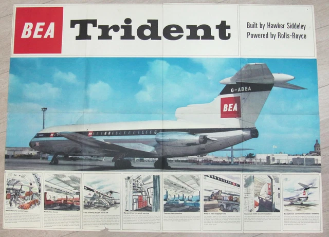 RARE 1963 AFFICHE Brochure Bea British Airways Trident EUR 21,50 ...