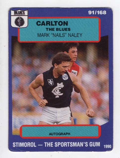AFL SCANLENS 1990 #91 Carlton Mark Naley $3.99 - PicClick AU