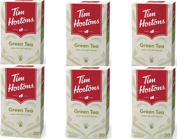 6 BOXES OF Tim Hortons Green Tea Herbal Tea- 20 Tea Bags 40g Each ...