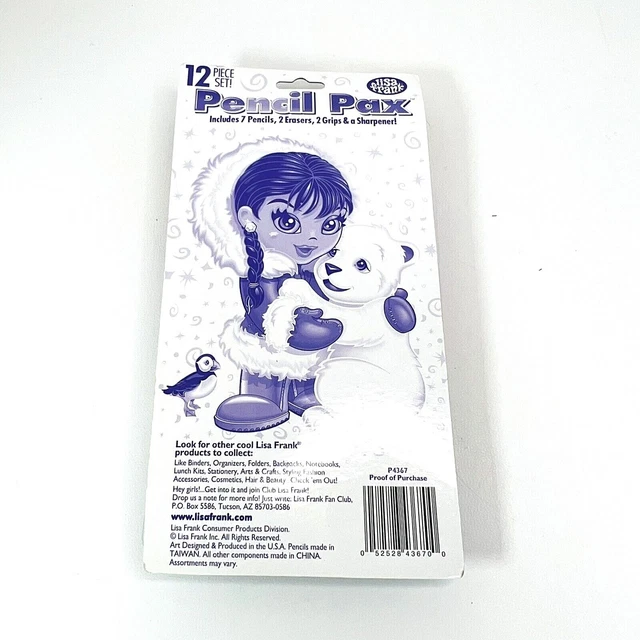 LISA FRANK PENCIL Pax Lot Eskimo Anana Eraser Sharpener Grips 2000s $21 ...