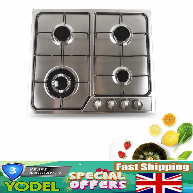 58CM FOUR BURNER Gas Hob NG/LPG Gas Cooker Built In Stainless Steel ...