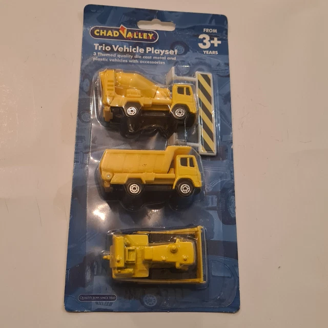 NEW CHAD VALLEY Trio construction Vehicle Set Toy Cars Die Cast Plastic ...
