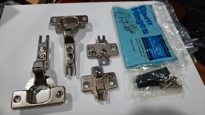 NEW PAIR BLUM 100 deg Half-Cranked Modul Hinges, 90.255-01 w/ plate ...