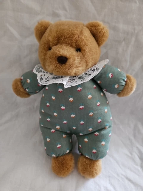 VINTAGE ANNA CLUB Plush The Leather Tag Teddy Bear Soft Toy green body ...