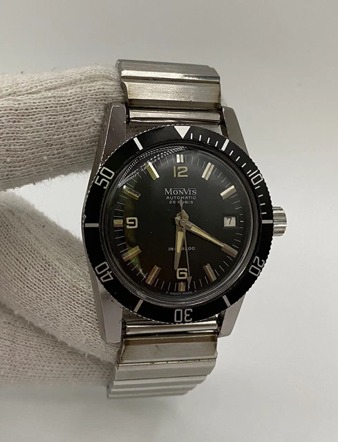 RARE VINTAGE MONVIS skin diver sub watch 20 ATM chrome case EUR 600,00 ...