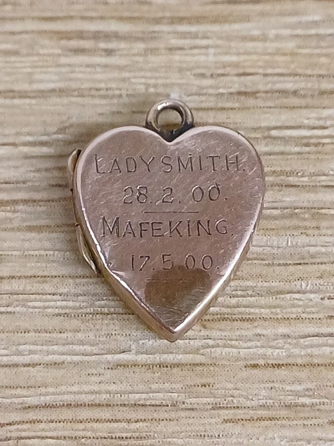BOER WAR 9CT gold locket engraved Lady Smith , Mafeking, Relief of ...