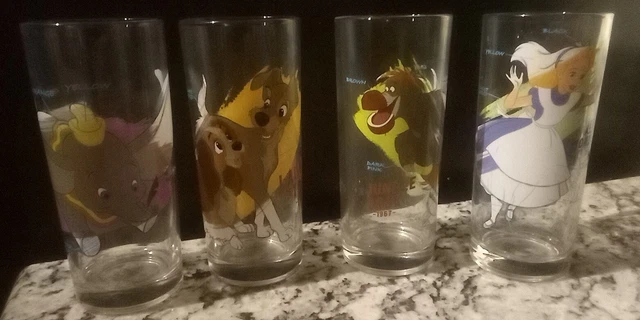 DISNEY TINTE & FARBE Trinkglas 4er Set Alice Lady & Tramp Dumbo Baloo ...