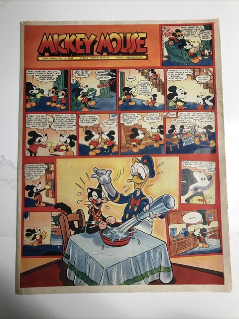 MICKEY MOUSE WEEKLY July 1 1944 Rare Newspaper Comic WWII Disney ...