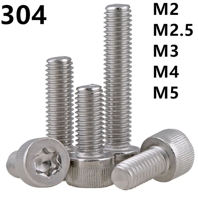 304 STAINLESS STEEL Torx Bolts Hexalobular Socket Cap Head Screws M2 M3 ...