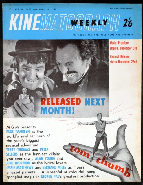 TOM THUMB 1958 Russ Tamblyn, Terry-Thomas, Peter Sellers TRADE ADVERT £ ...