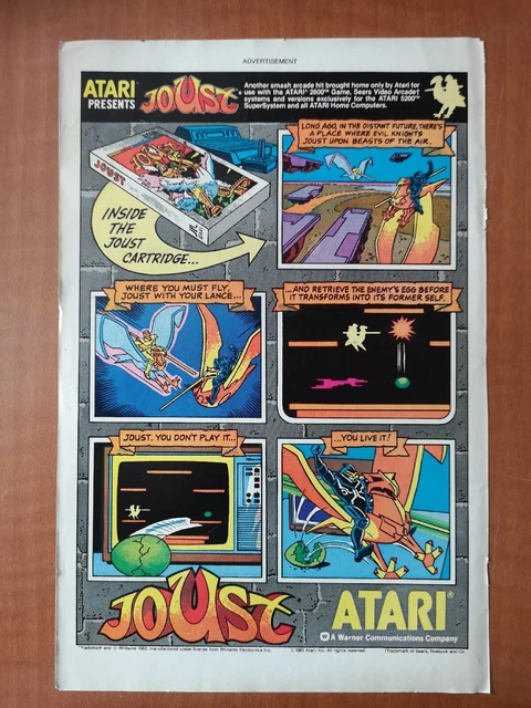 1983 JOUST ATARI VIDEO GAME PROMO ART Full Page Comic Book PRINT AD $6. ...