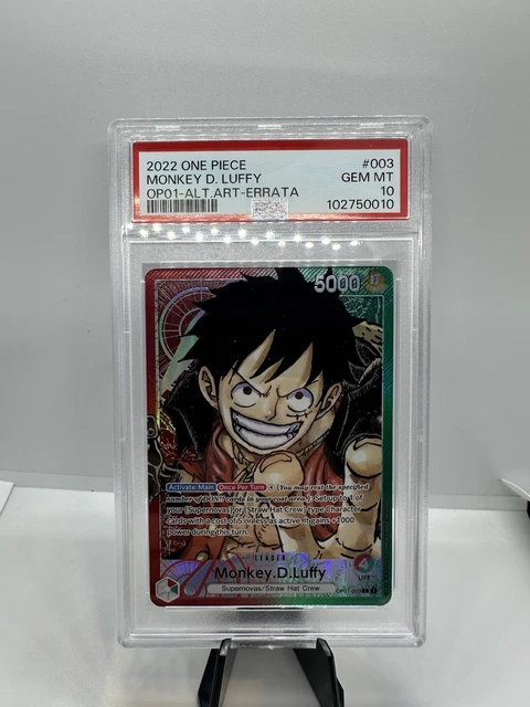 MONKEY D LUFFY 2022 One Piece Leader OP01 Alt Art Errata English OP01-003 PSA 10 £291.92 ...