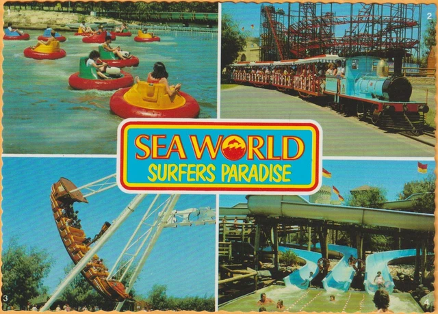 SEAWORLD 4 SCENES Incl Slide Surfers Paradise Gold Coast Qld Nucolorvue ...