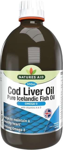 NATURES AID COD Liver Oil Liquid 500ml Pack of 1 £9.00 - PicClick UK