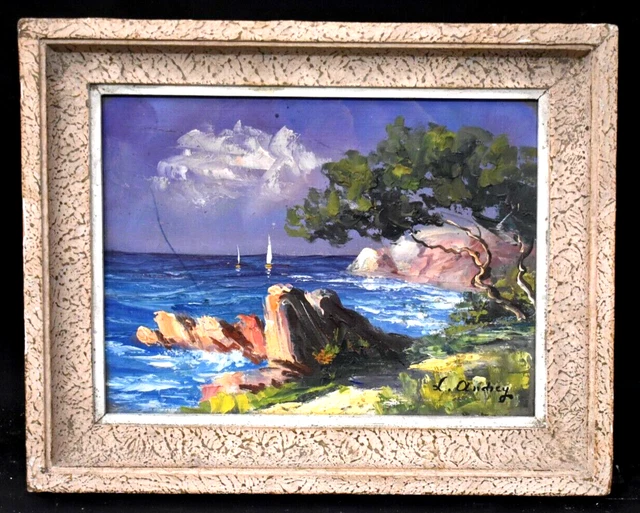 TABLEAU HUILE BORD de mer Provence signé Louis Andrey début XXème EUR 1,00 - PicClick FR