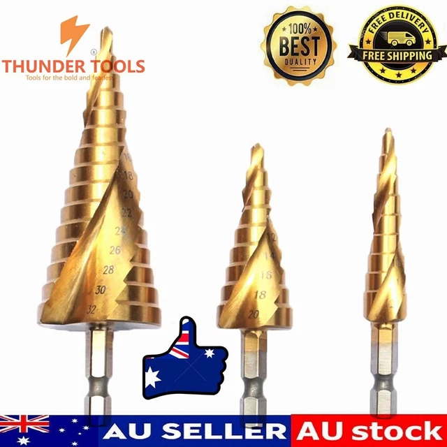 THUNDER TOOLS SPIRAL Grooved Step Drill Bit Set 4mm to 12mm/20mm/32mm ...