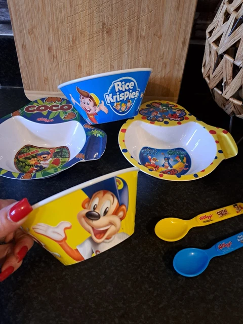 KELLOGGS COCO POPS Rice krispies Breakfast Cereal Bowls spoons Bundle ...