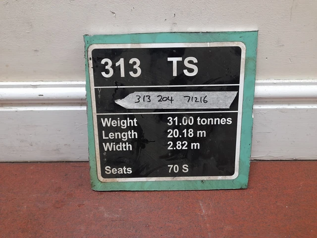 CLASS 313 'FLAMECUT' Unit Data Panel from TS 71216 of unit 313204 £25. ...