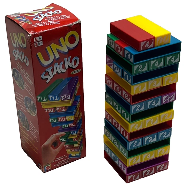 UNO STACKO GAME : 2002 Stacking Block Game By Mattel (FREE UK P&P) £14. ...