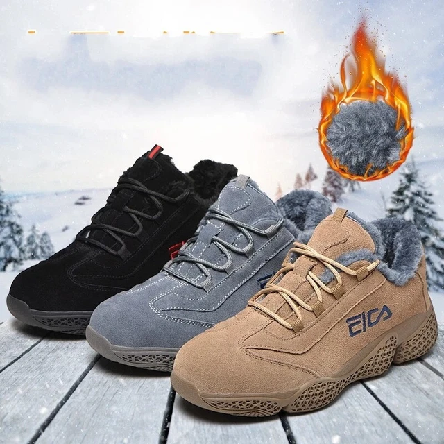 MENS/WOMENS SAFETY SHOES Steel Toe Cap Trainers Winter Fur Lined Warm ...