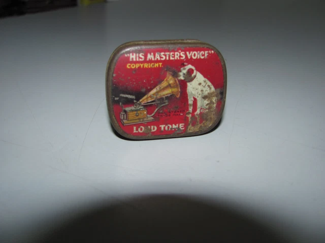 HIS MASTERS VOICE Loud Tone Gramophone Needle Tin Fair Condition As ...