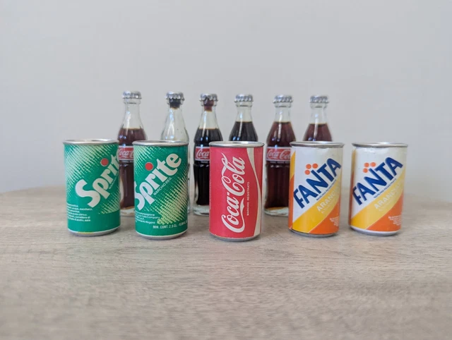 VINTAGE MINIATURE COCA Cola Sprite Fanta Bottles Cans Collection Lot 11 ...