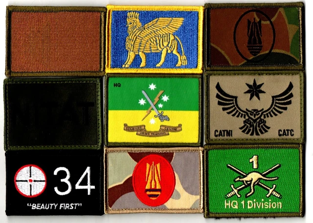 9 DIFFERENT AUSTRALIAN Army Unit Shoulder Patches..................Lot ...
