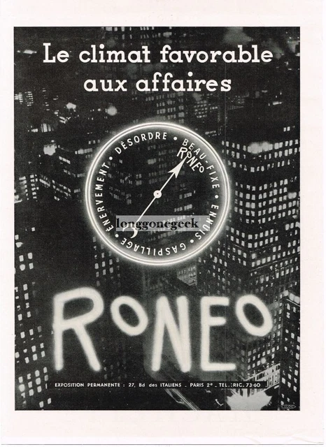 1950 RONEO OFFICE Machines Copier French Language art Vintage Ad $8.95 ...