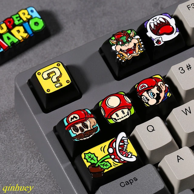 SUPER MARIO BOWSER Metal Keycap Anime Key cap For Cherry MX Keyboard ...