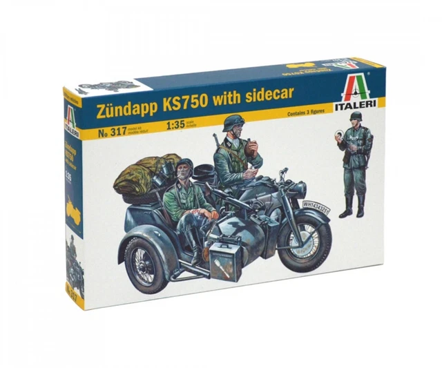 ITALERI 1:35 MOTORRAD Gespann Zündapp KS750 Plastik Model Kit Bausatz ...