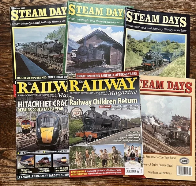 RAILWAY, STEAM DAYS, Railways Steam Train Magazines x 6 Bundle 1993 ...