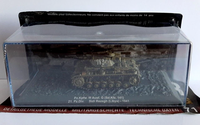 DIE CAST PANZER Pz.Kpfw. III Ausf. G Sidi Rezegh Libya 1941 Scala 1:72 n°71 EUR 18,00 - PicClick FR
